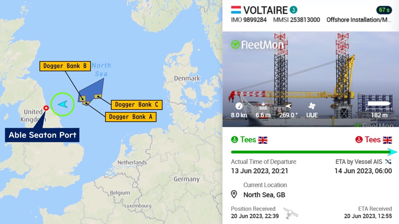 巨大SEP船「Voltaire」初作業に向けて英国に到着