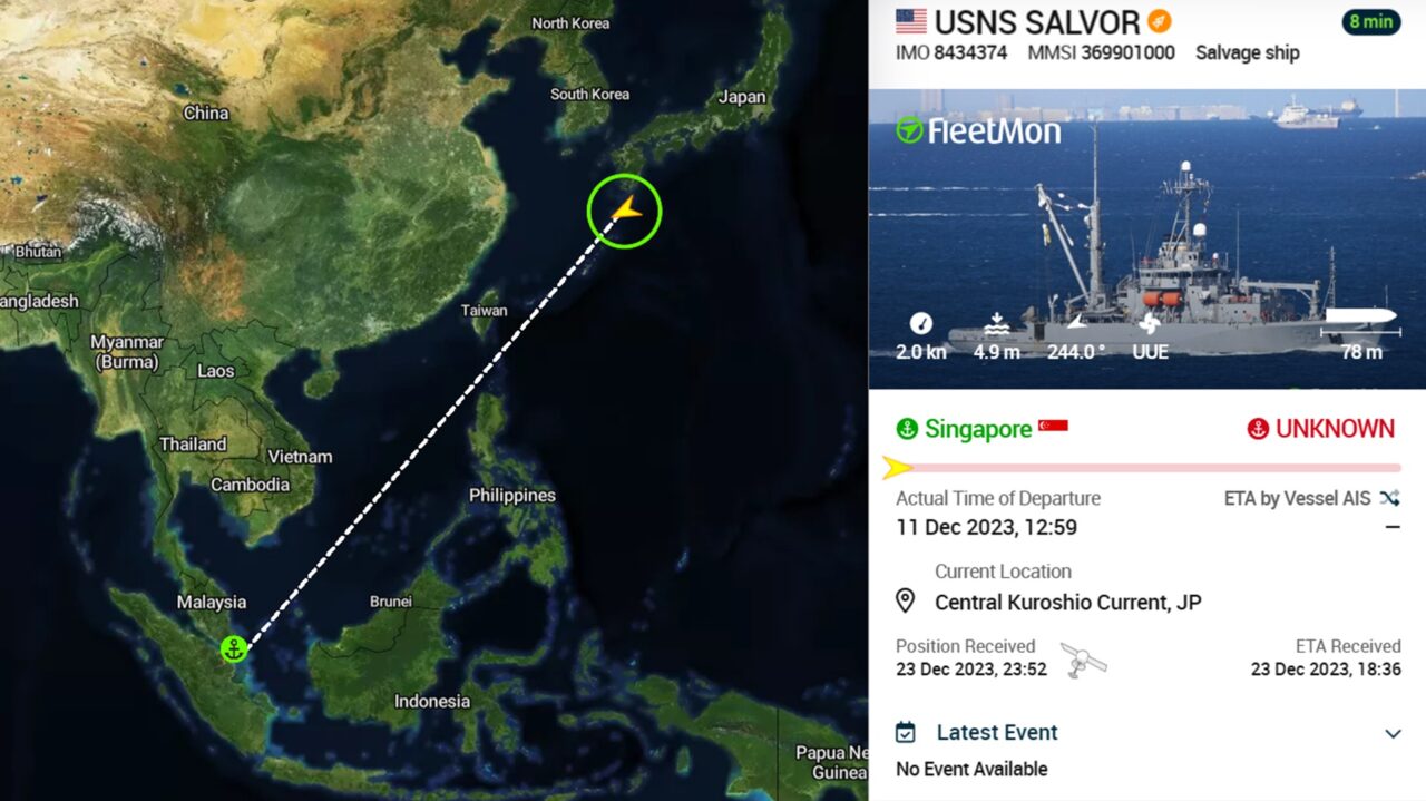 墜落したオスプレイ主要部回収に向け「USNS Salvor」到着