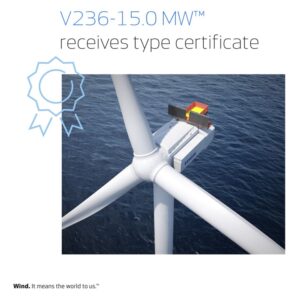 Vestasの「V236-15.0 MW」型式認証を取得