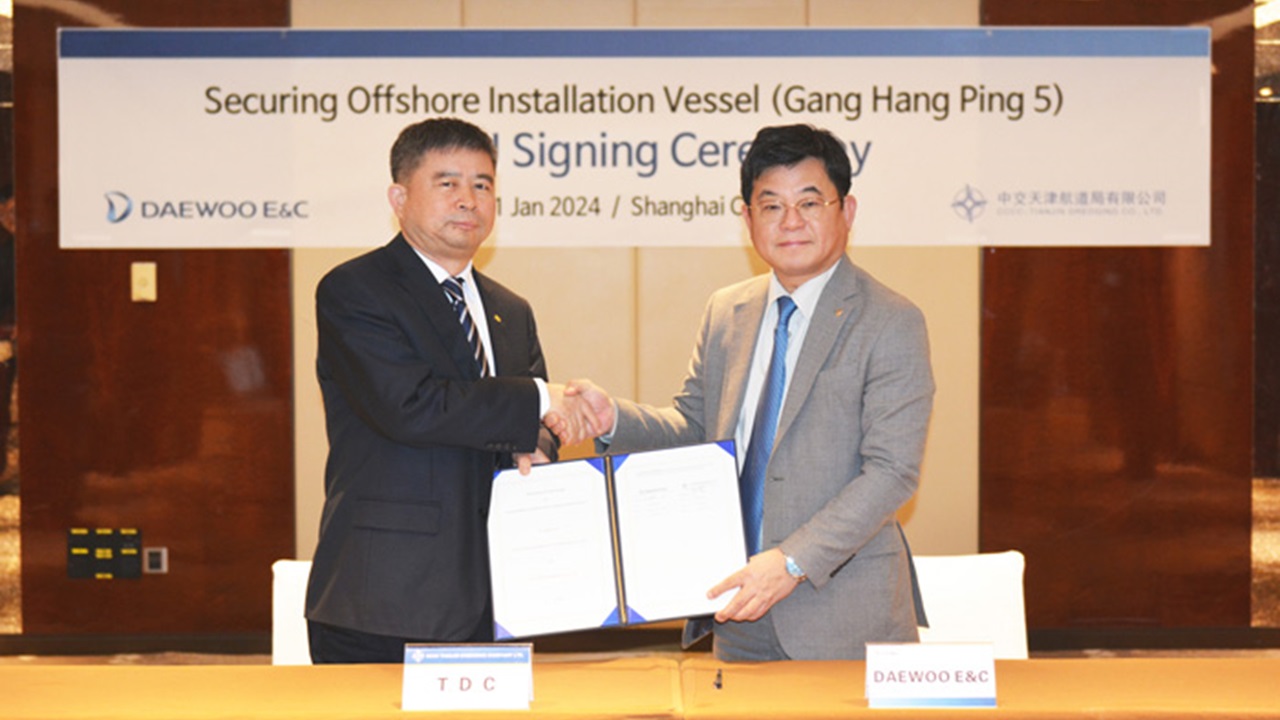 韓国の大宇建設が中交天津航道局とSEP船独占使用に関するMOU