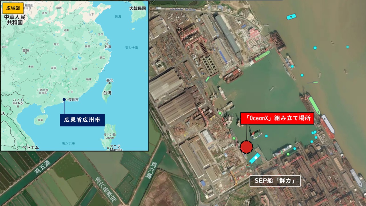 浮体式デュアル洋上風力「OceanX」、タービン組み立て開始